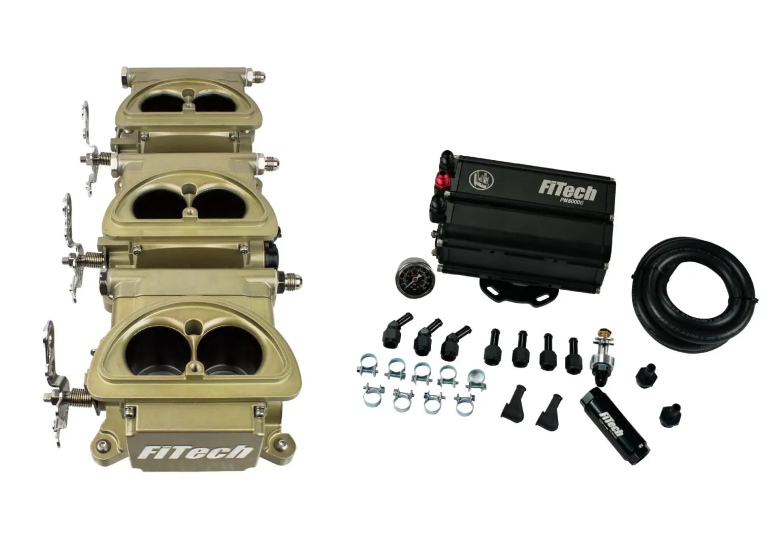 Go EFI 3x2 Tri Power 600 HP Classic Gold EFI System With Force Fuel Mi ...